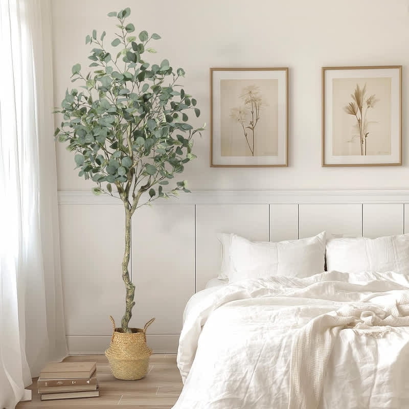 Click here for Bingirl 6ft+ Straw Pot Artificial Eucalyptus Tree... prices