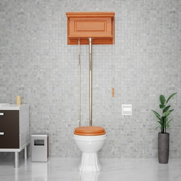 Renovators Supply High Tank Pull Chain Toilet w/Light Mahogany Wooden ...