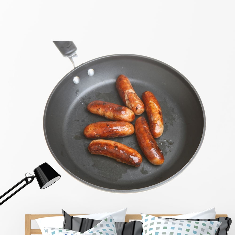 Sausages Frying Pan Wall Decal by Wallmonkeys Peel and Stick Graphic ...
