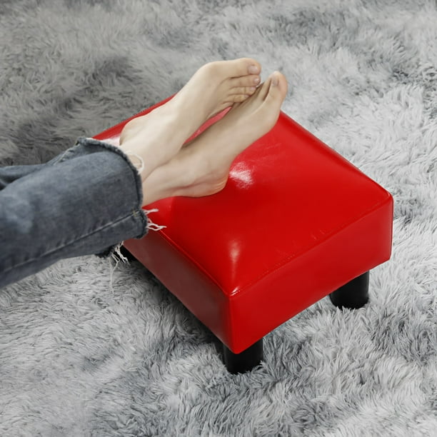 Touch-Rich 16" Small Footstool PU Leather Ottoman Footrest Modern Home ...