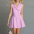 Bxsruta Women's Sleeveless Blazer Dress V Neck Button Detail Mini Dress ...