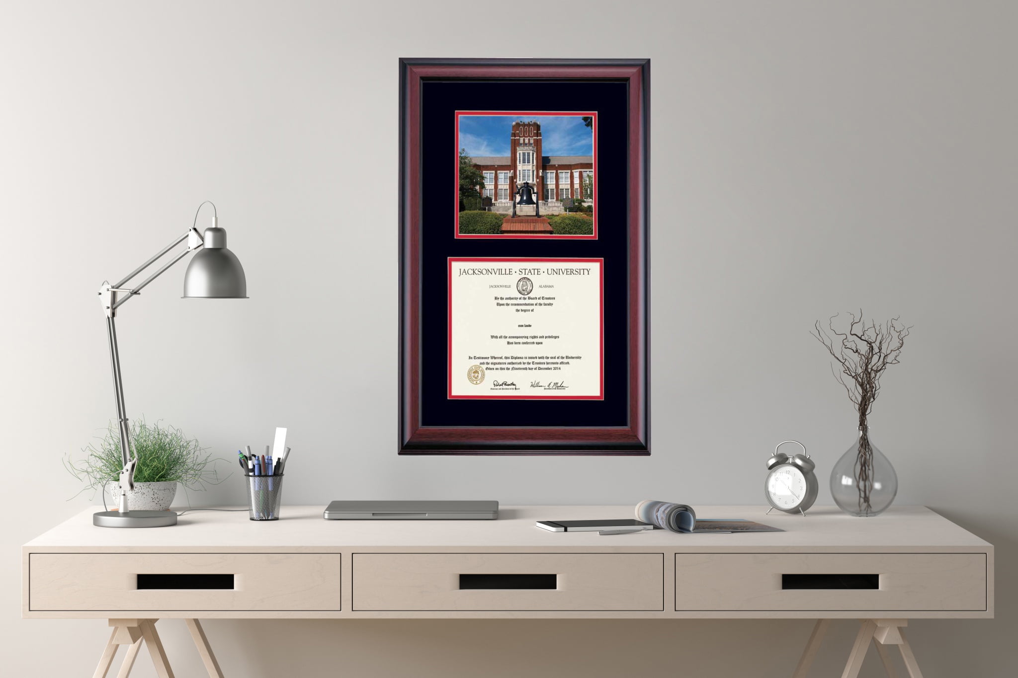 Buy OCM Diploma Frame for Jacksonville State University, Black/Cherry ...