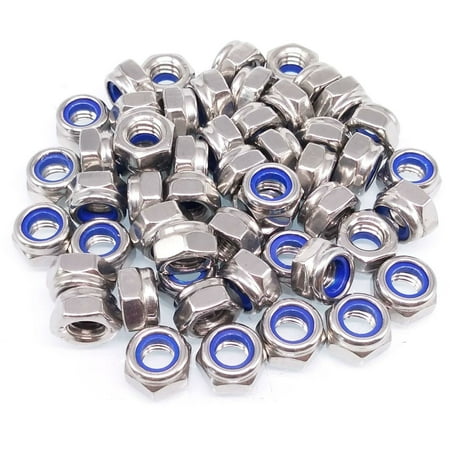 200X M6 X 1.00Mm Self-Locking Nylon Insert Hex Nuts Stainless Steel ...