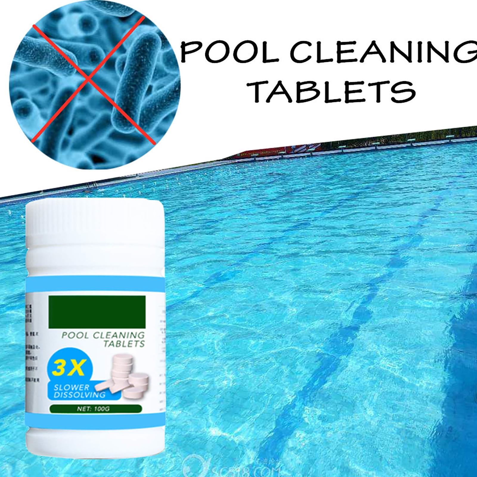 Buy 100 Tablet Pool Cleaning Tablet And Floating Chlorine Hot Tub ...