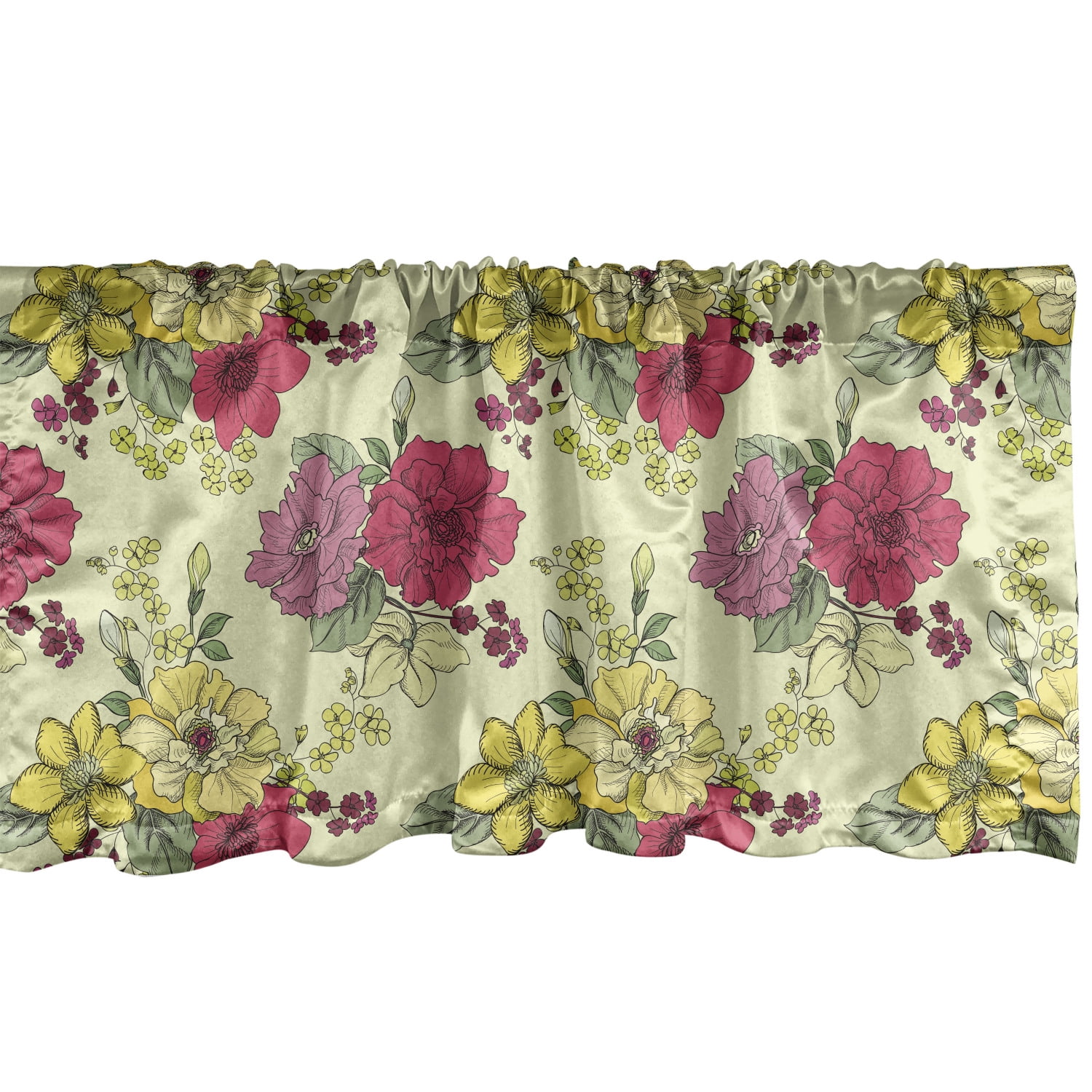Floral Window Valance Pack of 2, Continuous Illustration of Naive ...