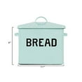 Woven Paths Enameled Metal Distressed Light Blue "BREAD" Box with Lid ...