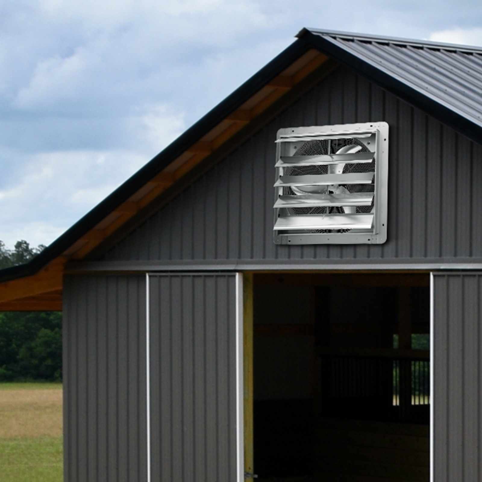 BENTISM Shutter Exhaust Fan Shop Exhaust Fan 24'' Wall Mounted Aluminum ...