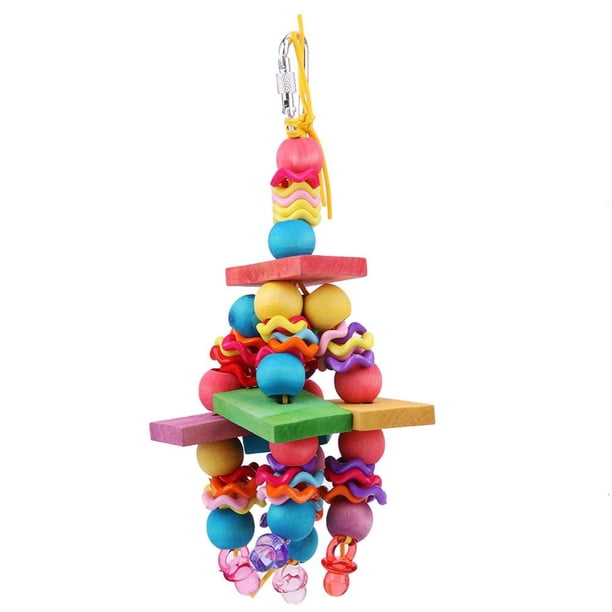 Peggybuy Acrylic Bird Toy Parrot Bite Ball Colorful Wooden Blocks Cage ...