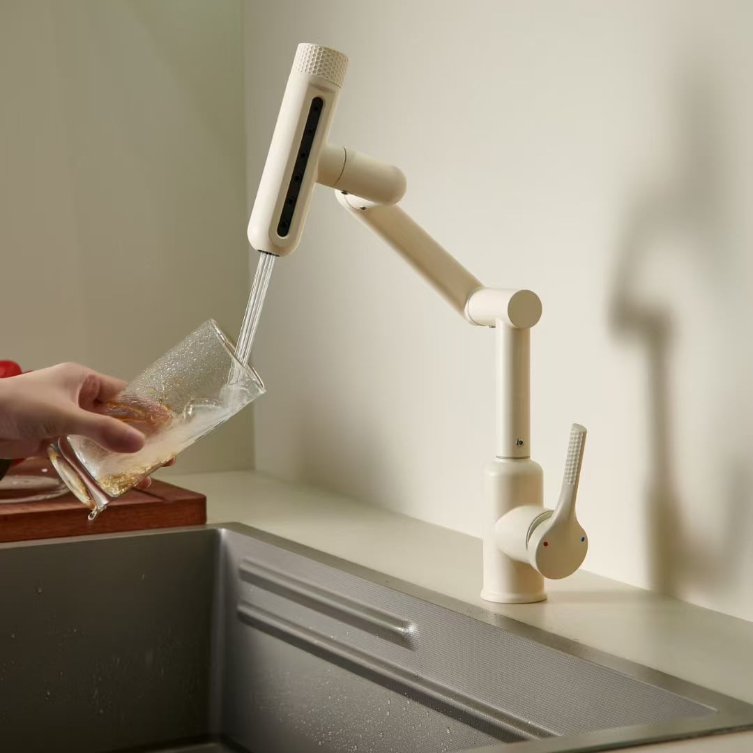 360° Rotating Kitchen Faucet 6 in1 Stainless Steel Pull-Down Sprayer ...