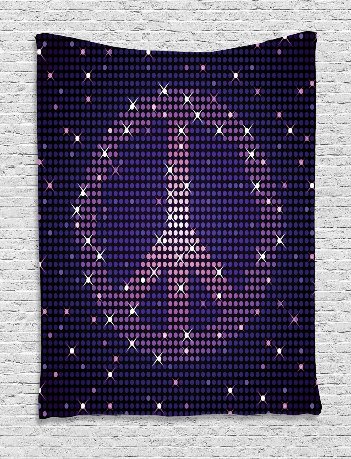 Purple Hippie Tapestry, Stylized Composition of Peace Sign Beaming ...