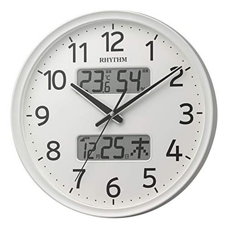 Rhythm wall clock white Φ35x5.3cm radio wave analog continuous second ...