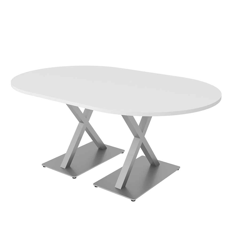 6X4 Racetrack Shaped Conference Room Table X Bases And Electric Unit ...