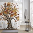 Autumn Tree Shower Curtain for Bathroom, Vintage Watercolor Orange Fall ...