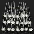 Grofry Hair Stick 20Packs Wedding Bridal Faux Pearl Rhinestone Flower ...