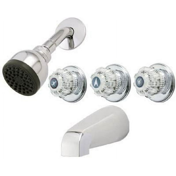 Homewerks Worldwide 10-B83WCHB Three-Handle, One-Spray Bathtub and Shower Faucet Set, Chrome ...