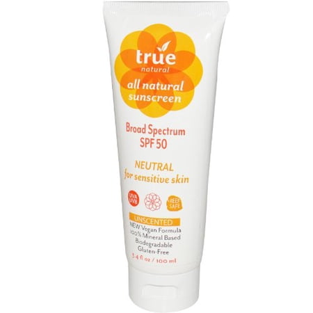 True Natural SPF 50 Sunscreen, NEUTRAL / Unscented, Broad Spectrum 3.4 ...