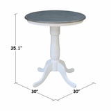 30" Round Solid Wood Counter Height Pedestal Dining Table in Distressed ...