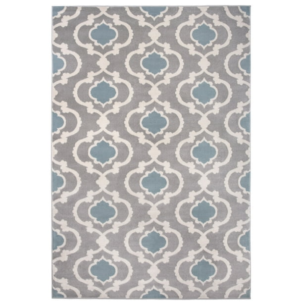 Moroccan Trellis Contemporary Grey, Blue Indoor Area Rug or Runner ...
