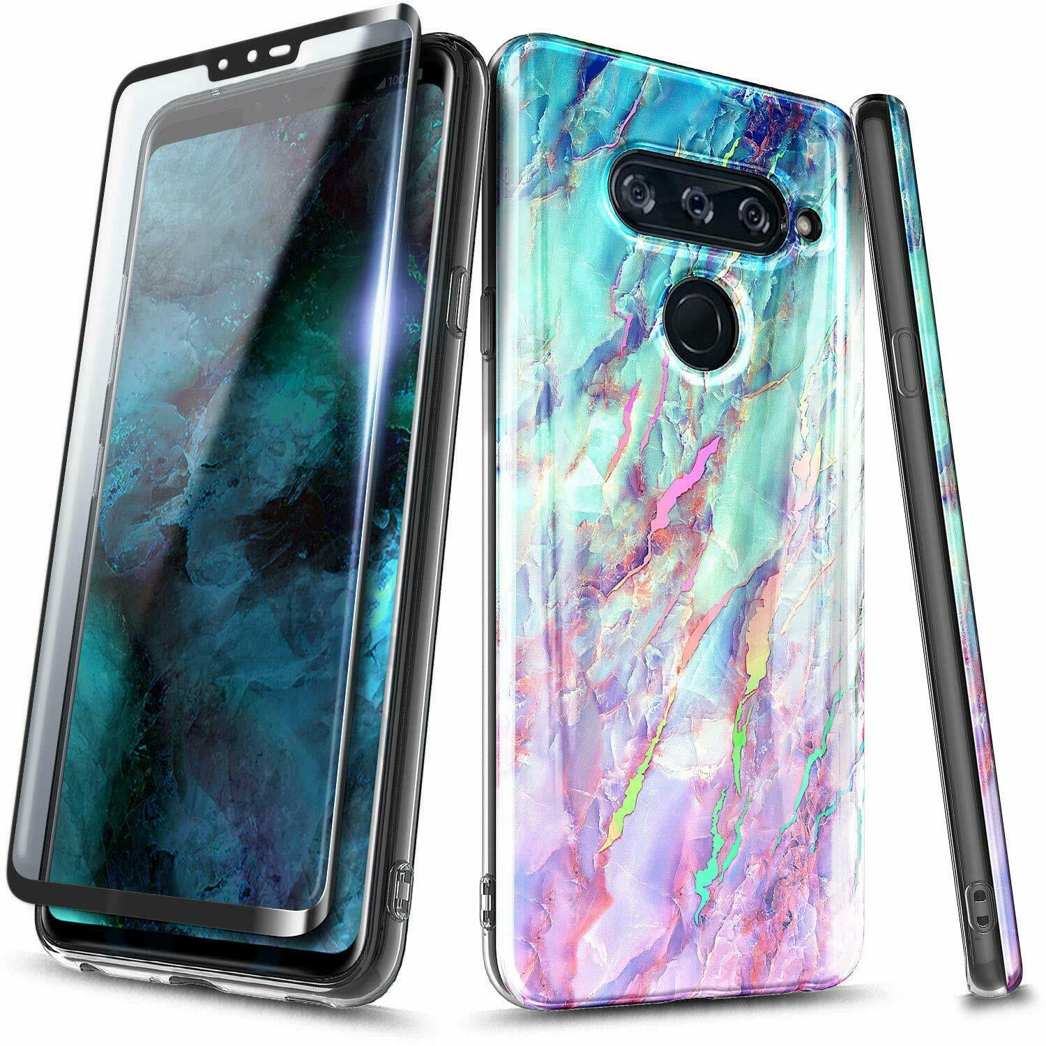 For LG V40 ThinQ Case, with Tempered Glass Screen Protector (Full ...