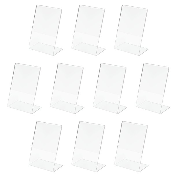 Slant Back Acrylic Sign Holder, 4.7 x 3.1 Inch Clear Sign Display ...