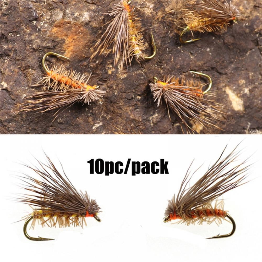 Buy HOT SALE! 10 PCS Black Body Woolly Worm Brown Caddis Nymph Fly Deer ...
