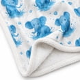 Blue Elephant Sherpa Blanket, Polyester Fleece 2-Layer Throw Blanket ...