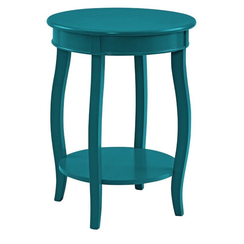 Bowery Hill Round End Table with Shelf in Teal - Walmart.com