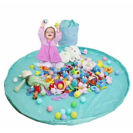 Lepai 2-in-1 Portable Drawstring Toy Storage Bucket and Play Mat for ...