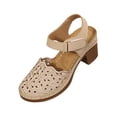 Caywon Womens Closed Toe Cutout Block Heel Sandals, Two Strap Thick ...