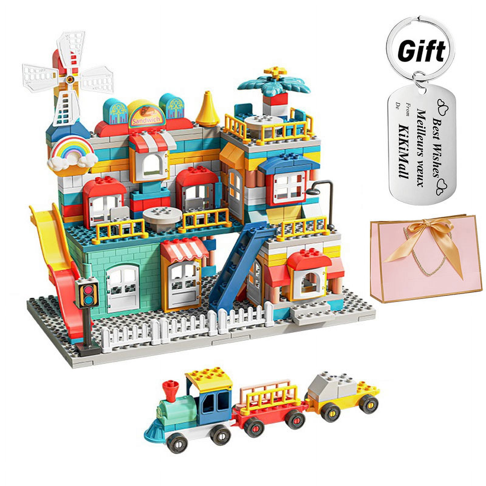 City House With Little Train, Slides, Windmills Playset Toys Building ...