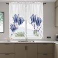 Abstract Blue Swag Valances for Windows 36 inches Long, Tulip Ray White ...