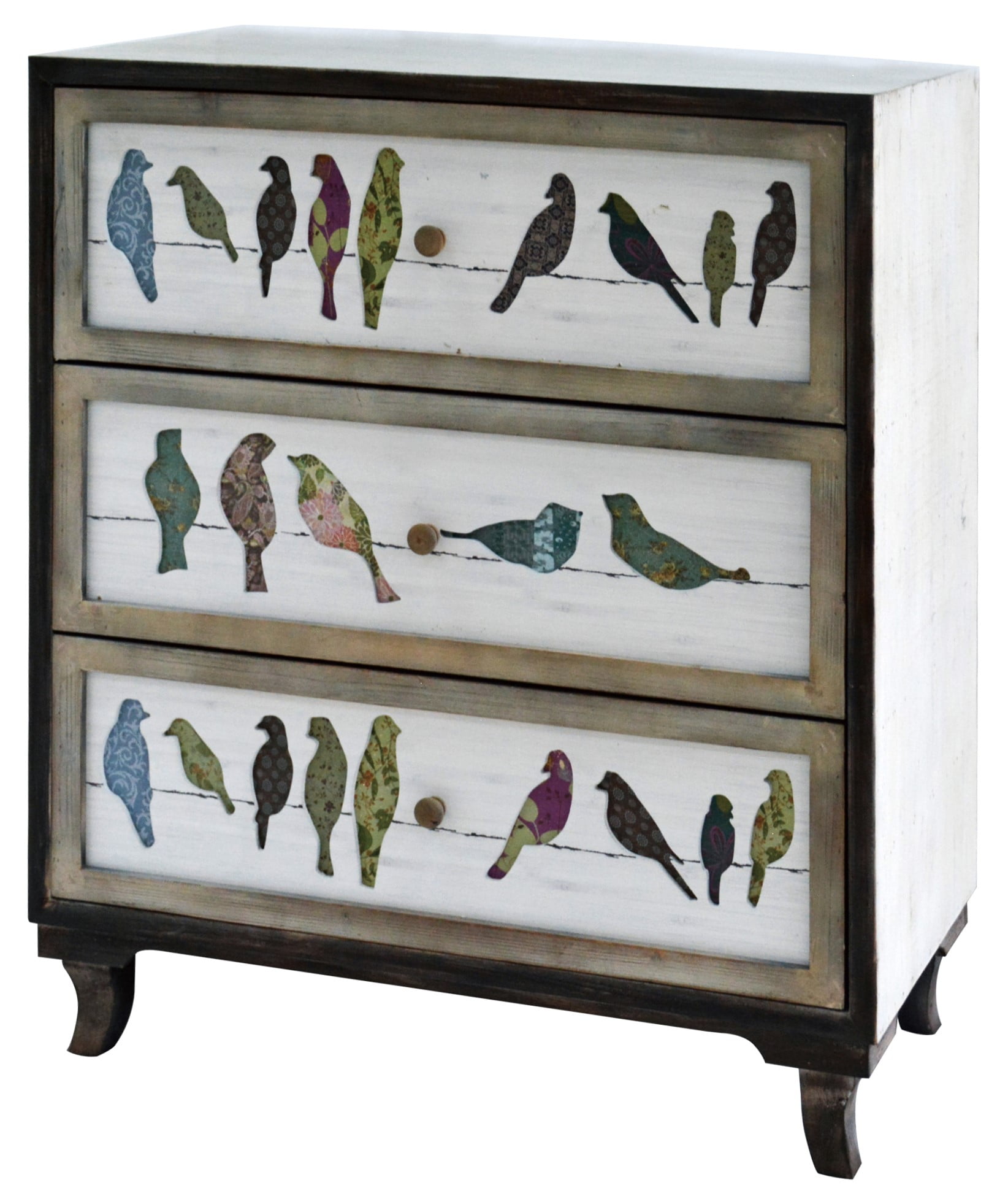 Birds on a Wire 3 Drawer Painted Chest - Walmart.com