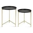 Kate and Laurel Ulani Modern Nesting Side Table, Set of 2, Black and Gold, Sophisticated Glam ...