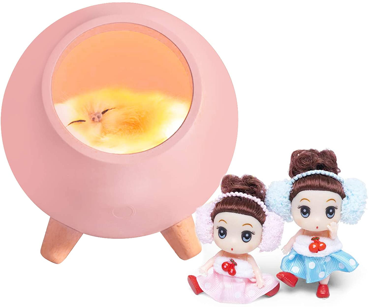 Cute Spherical Puppet Kid Night Light, Kitten and Puppy Kawaii Night ...