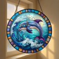 Decorative Dolphin Stained Glass Window Hanging with Fun Sea Creature ...
