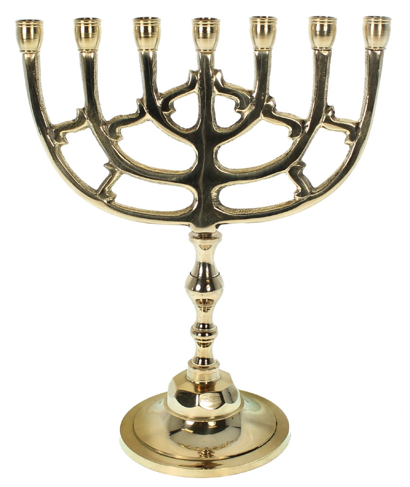 6" BRASS MENORAH - Seven Branches - HANUKKAH HOLIDAY - Walmart.com