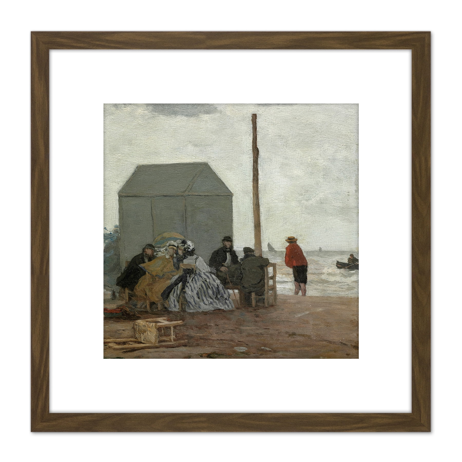 Boudin Beach At Deauville 8X8 Inch Square Wooden Framed Wall Art Print ...