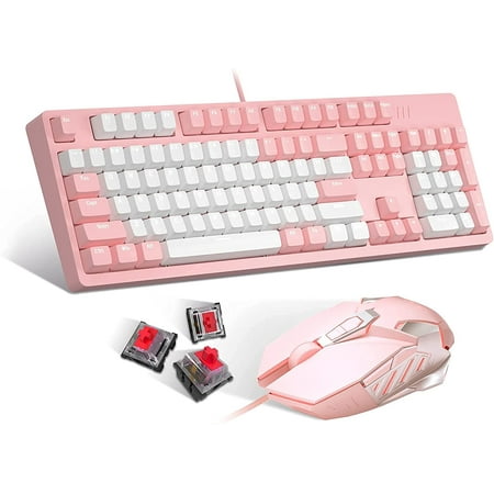 Mechanical Pink Gaming Keyboard£¬Magegee MK-Armor LED Rainbow Backlit ...