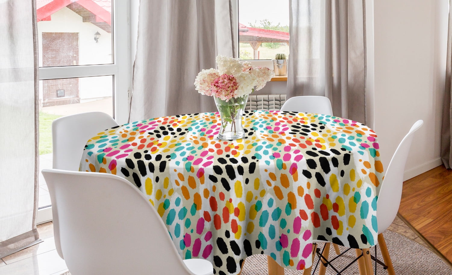 Colorful Round Tablecloth, Illustration of Vibrant Animal Skin Print ...