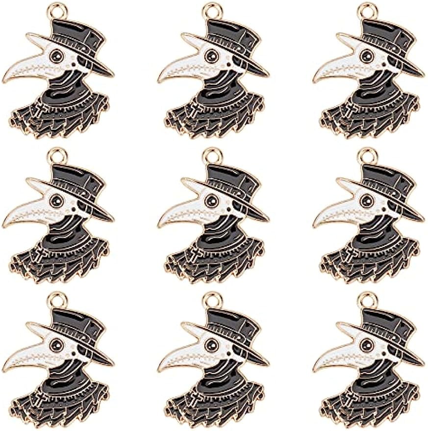 1 Box 24Pcs Gothic Charms Bird Charms Enamel Raven Crow Beak Halloween ...