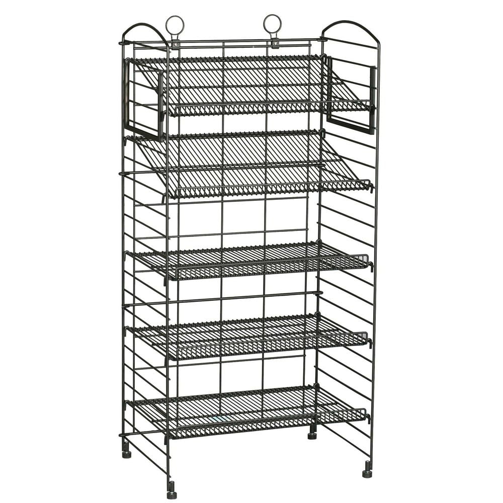 Mobile Merchandisers Matte Black Radius Top 5-Shelf Fold-Up Display, 22 ...