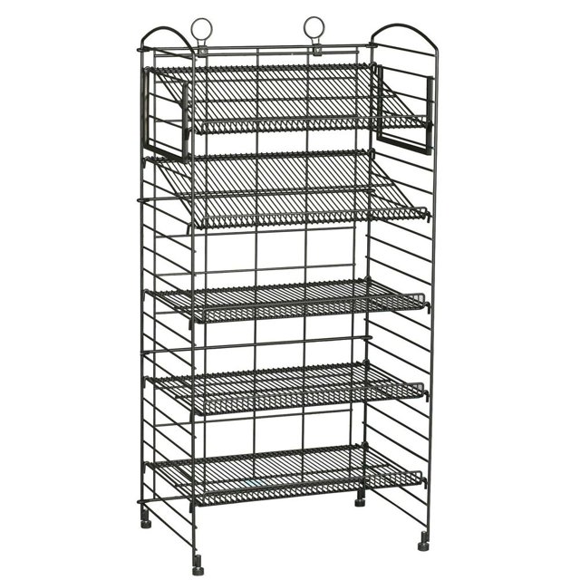 Mobile Merchandisers Matte Black Radius Top 5-Shelf Fold-Up Display, 22 ...