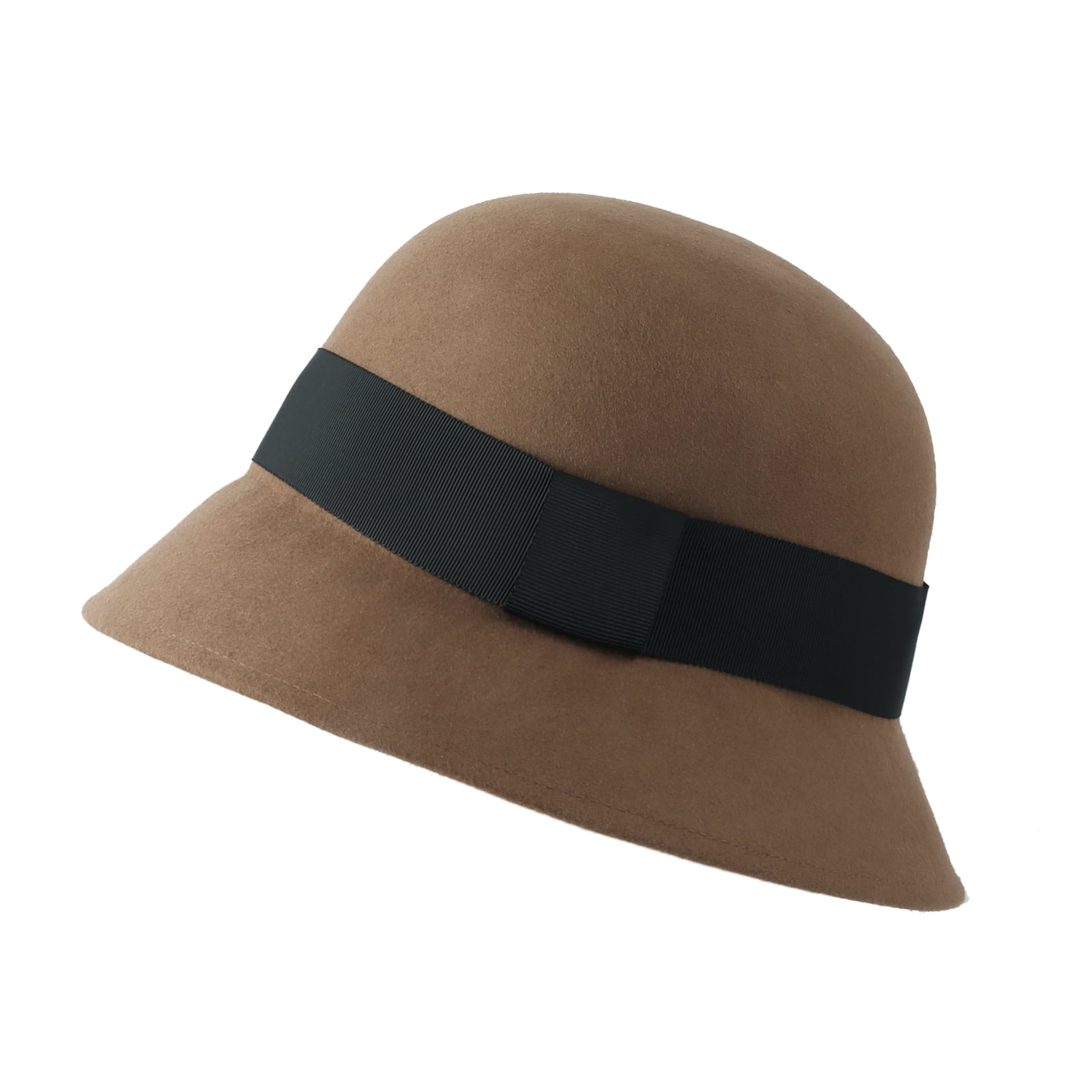WITHMOONS Wool Felt Fedora Simple Classic Banded Bucket Hat GN61308 ...