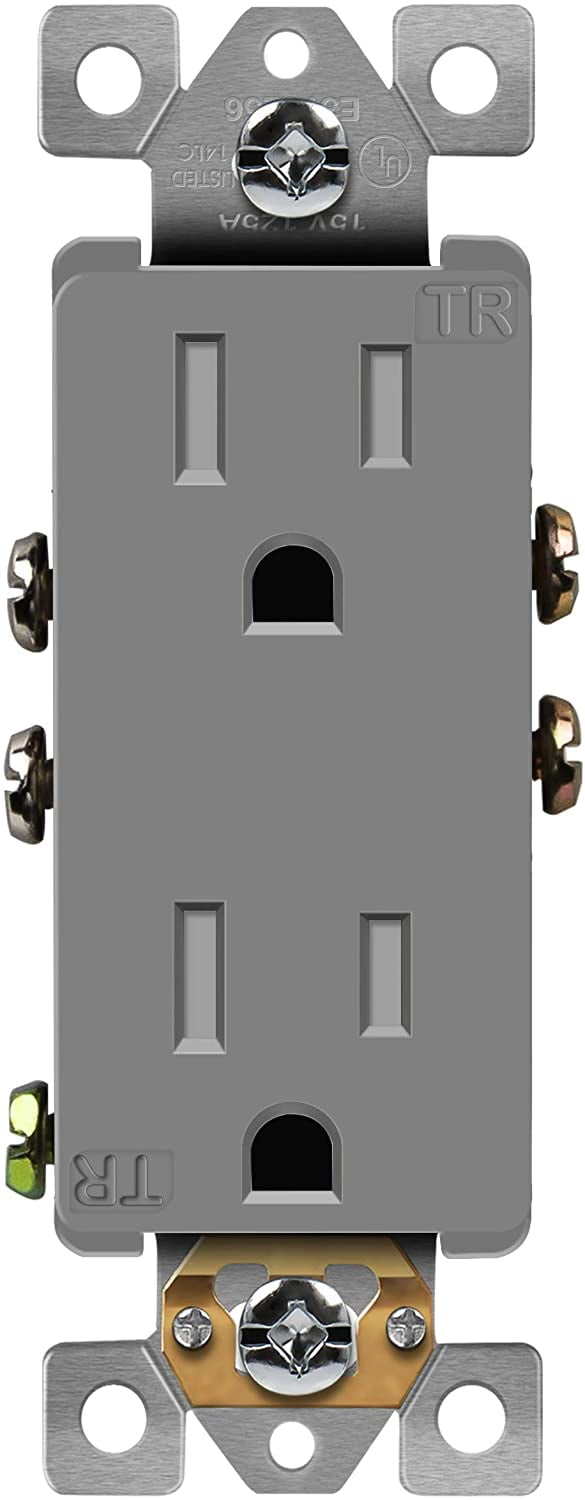 ENERLITES, Gray Decorator Receptacle Outlet, Tamper-Resistant ...