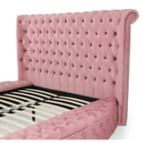 Elizabeth Upholstered Velvet Round Storage Queen Size Bed in Pink Color ...