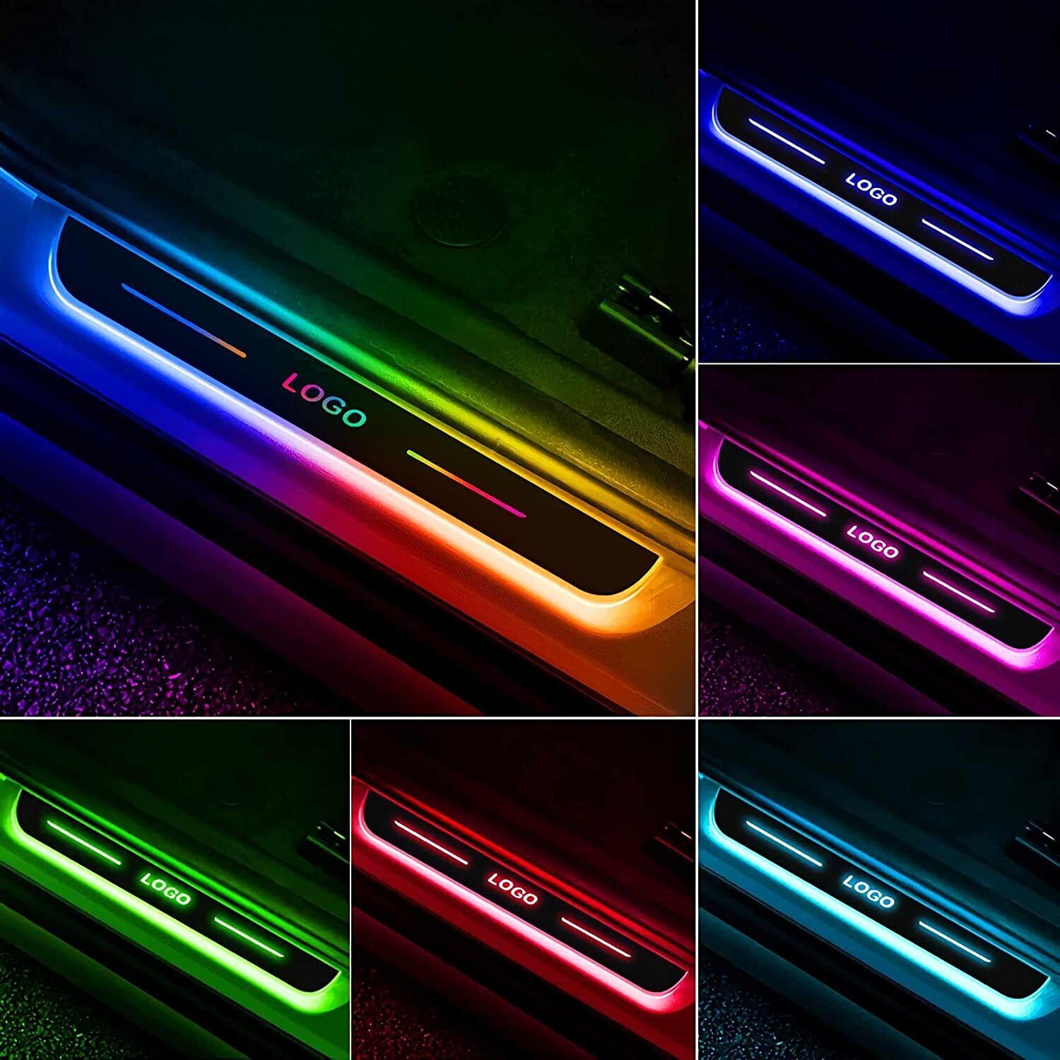 4PC Wiring-Free LED Door Sill Pro Waterproof Auto-Sensing Welcome ...