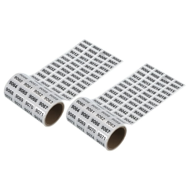 9001 to 1000 Consecutive Number Stickers Inventory Label Black Numbers ...