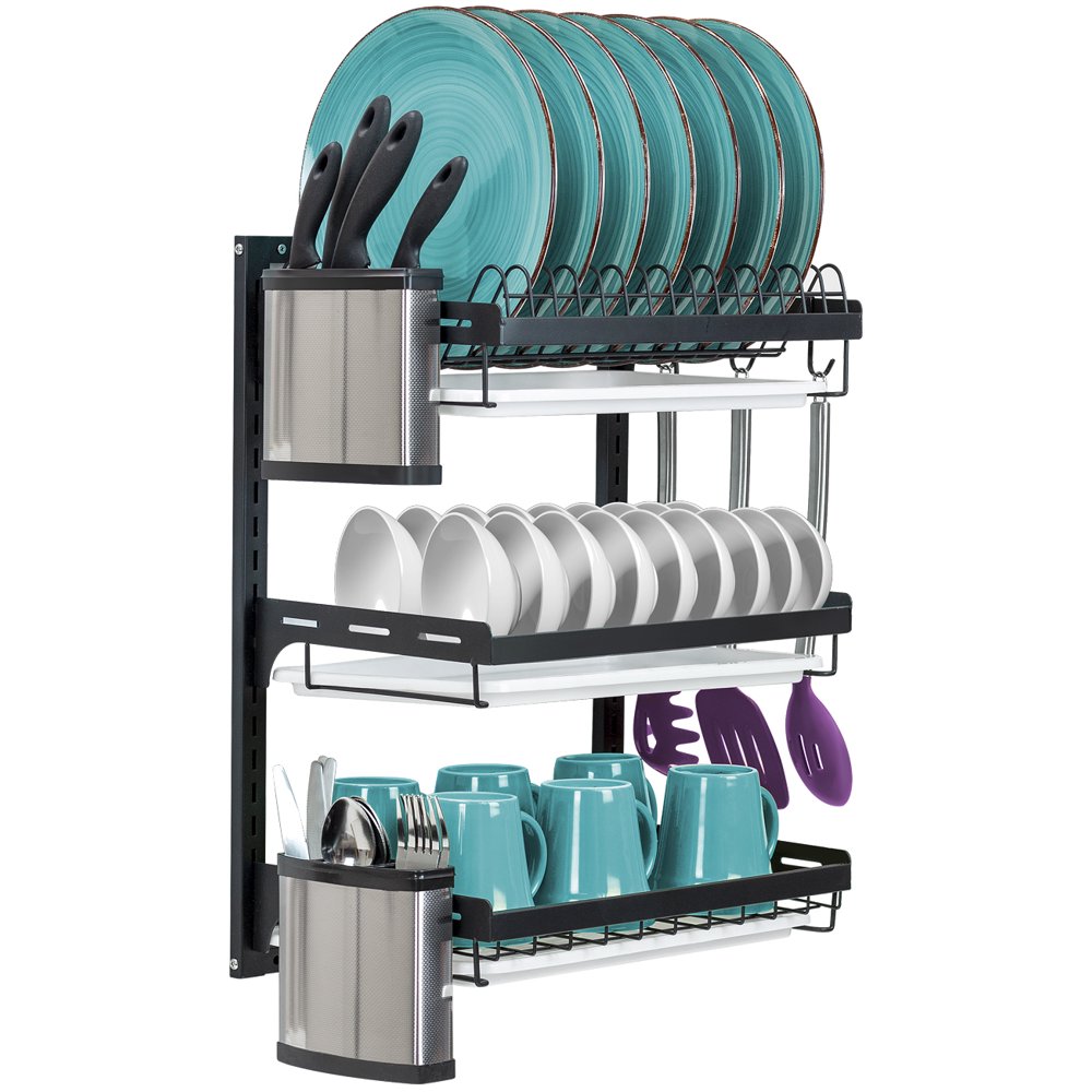 3-Tier Dish Drying Wall Rack - Walmart.com - Walmart.com