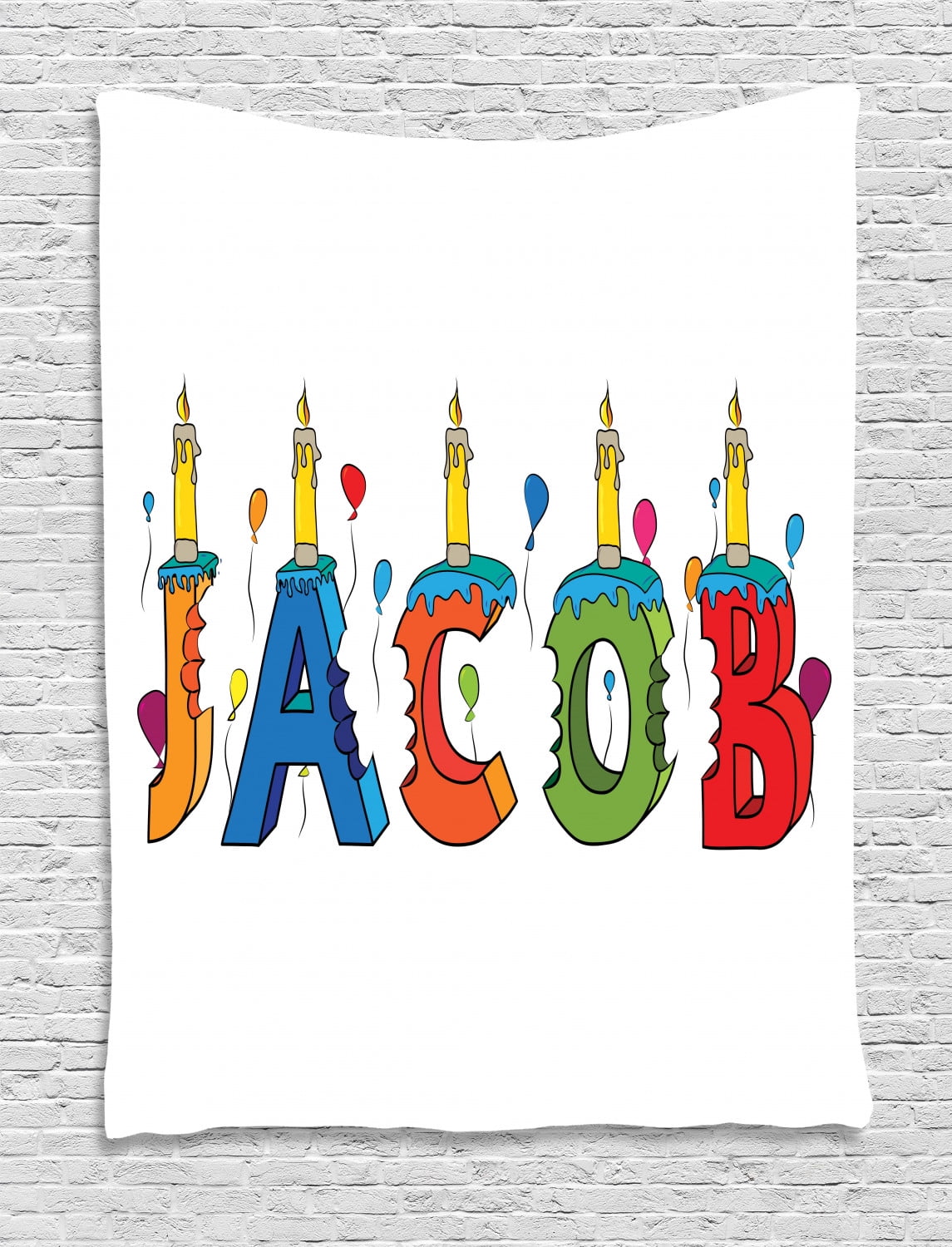 Jacob Tapestry, Cartoon Colorful Festive Letters Spelling Male Name ...