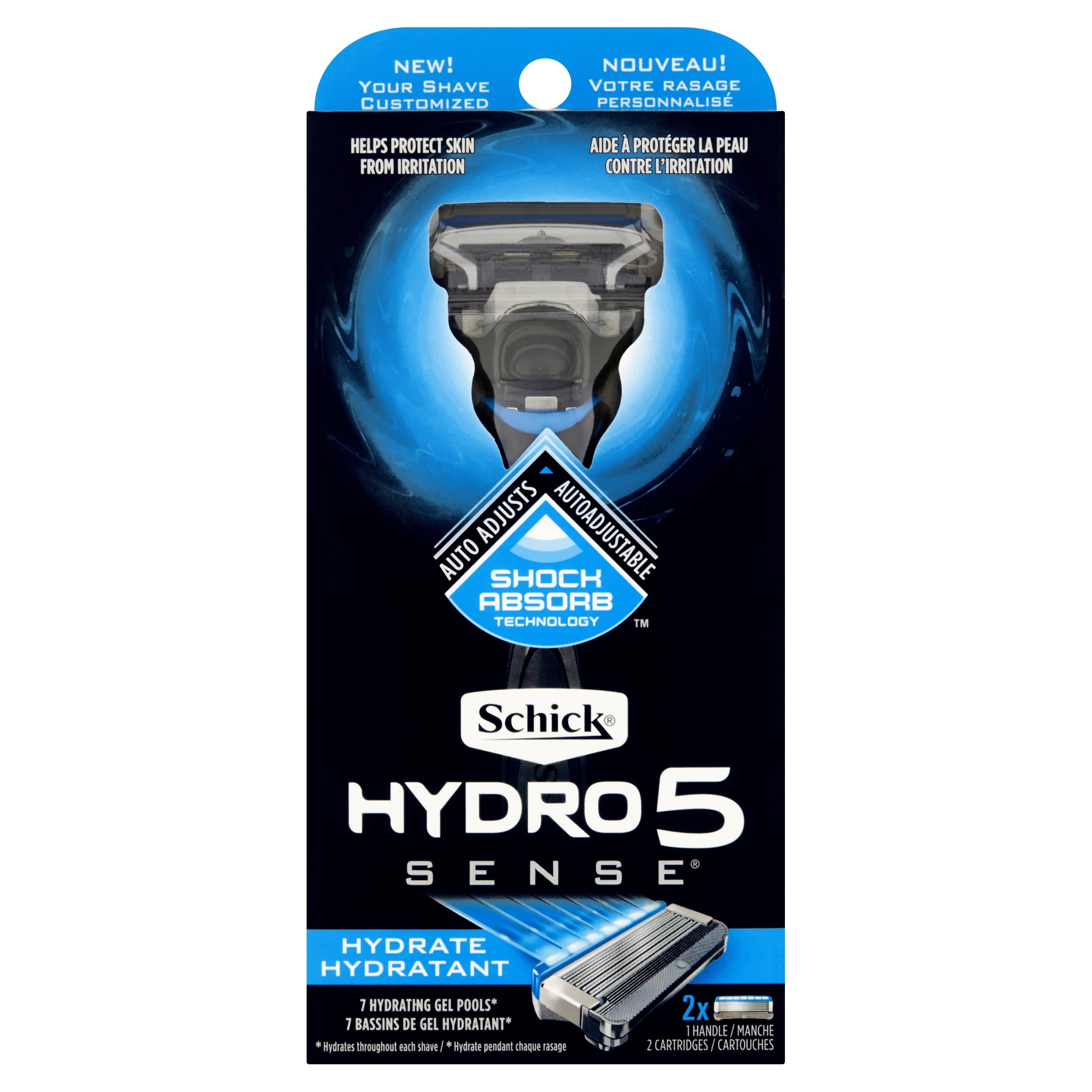 Schick Hydro Sense Hydrate Men's Razor – 1 Razor Handle and 2 Refills ...